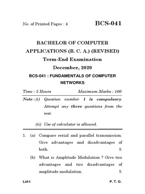 Bcs 041 Pdf Computer Network Internet Protocol Suite
