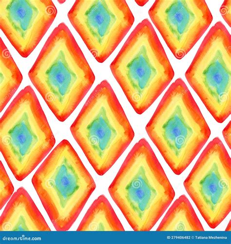 Cute Pattern With Bright Rainbow Color Rhombus Stock Illustration Illustration Of Ikat