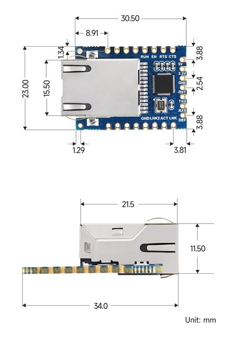 Ttl Uart To Ethernet Mini Module Castellated Holes With Immersion Gold
