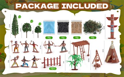 44 Pcs Native American Indians Figures Toys Set Plastic