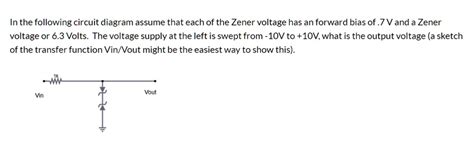 SOLVED: In the following circuit diagram, assume that each of the Zener diodes has a forward ...