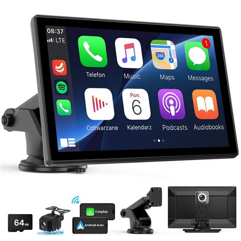 Wireless Carplay Screen For Car 9 Portable Car Stereo With 4k Dash Cam 1080p Backup Camera