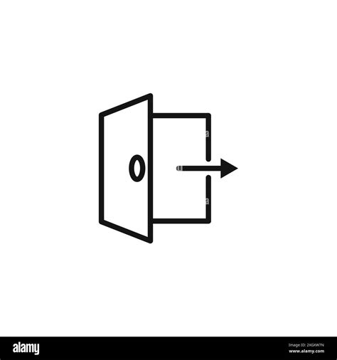 Exit Icon Logo Sign Vector Outline In Black And White Color Stock