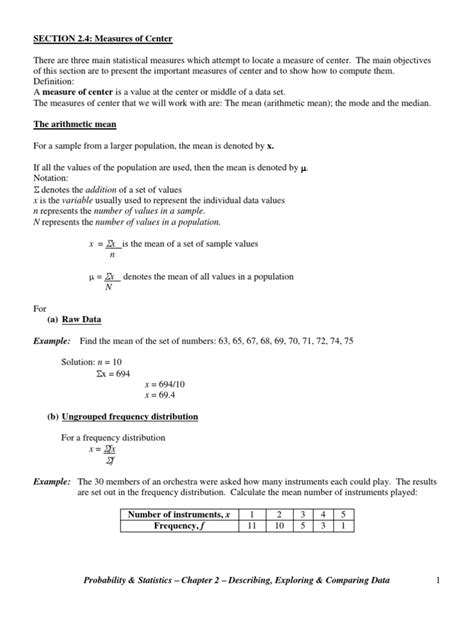 Chapter 3 Describing Comparing Data Pdf Mode Statistics