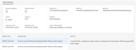 solved unable to ingest data s into event schema adobe experience