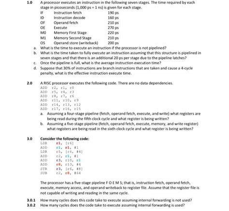 Solved 10 A Processor Executes An Instruction In The
