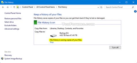 Backup Files And Folders With File History In Windows Tutorials