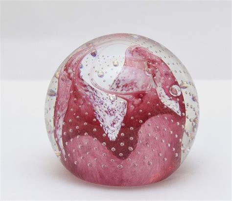 Paperweight Art Glass Caithness Pink Cauldron Ruby Scotland Caithness