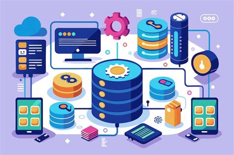 A Vibrant Illustration Showcases Various Elements Of Database