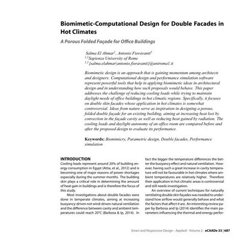 Pdf Biomimetic Computationaldesignfordoublefacadesin Papers