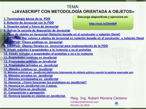Programacion Orientada A Objetos En Javascript Pptx
