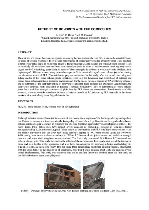 Pdf Retrofit Of Rc Joints With Frp Composites