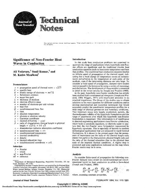 Pdf Significance Of Non Fourier Heat Waves In Conduction Dokumen Tips