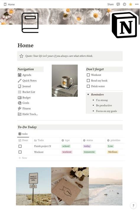 Notion Aesthetic Goal Planner Notion Dashboard Notion Life Planner
