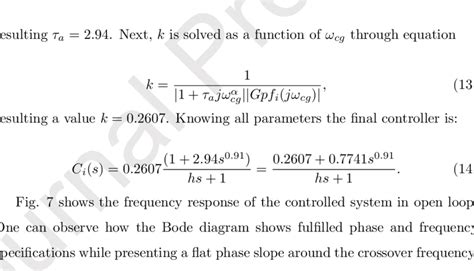 open loop bode diagram of the controlled system designed using the