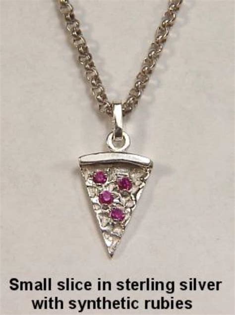 Small Pizza Slice Pendant With Four 2mm Imitation Or Genuine Rubies Ss03968a Etsy