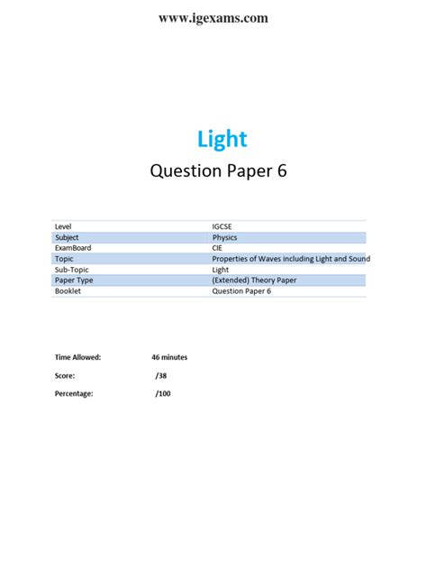 32 6 Light Cie Igcse Physics Ext Theory Qp Pdf