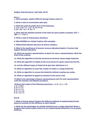 Data Structures Question Paper Anna University DOC Programming Languages Computing