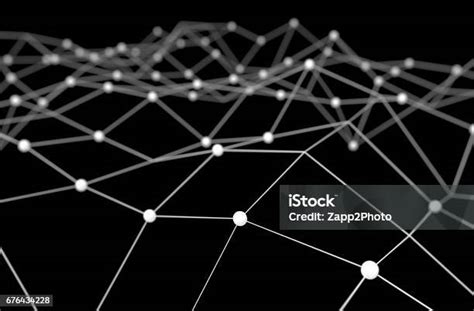 Blockchain 네트워크 기계 학습 깊은 학습과 신경 네트워크 개념 검은 배경 3d 렌더링으로 연결 아톰 화이트 배포