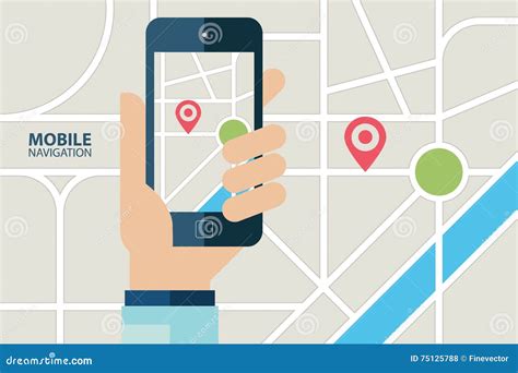 Mobile Gps Navigation Service Hand Holding Mobile Phone With Navigation Application Stock
