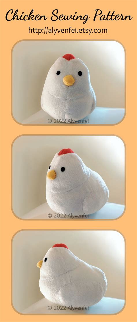 Chicken Plushie Sewing Pattern Pdf Svg Angles By Alyvenfei On