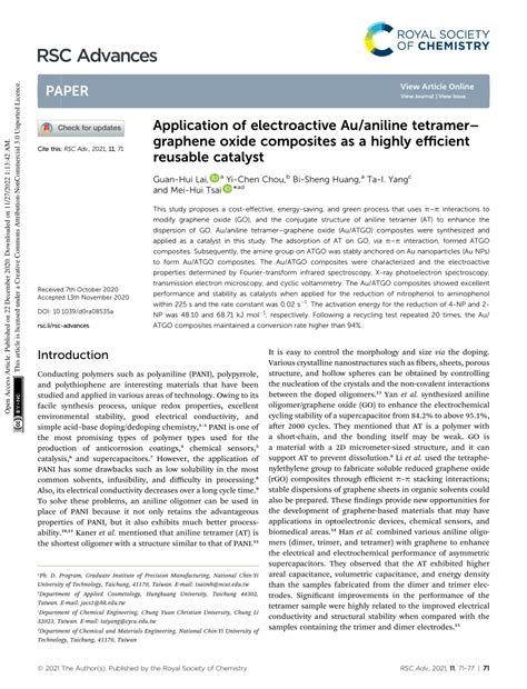 Pdf Application Of Electroactive Auaniline Tetramergraphene Oxide
