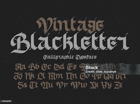 Vintage Blackletter Vector Font Set Stock Illustration Download Image