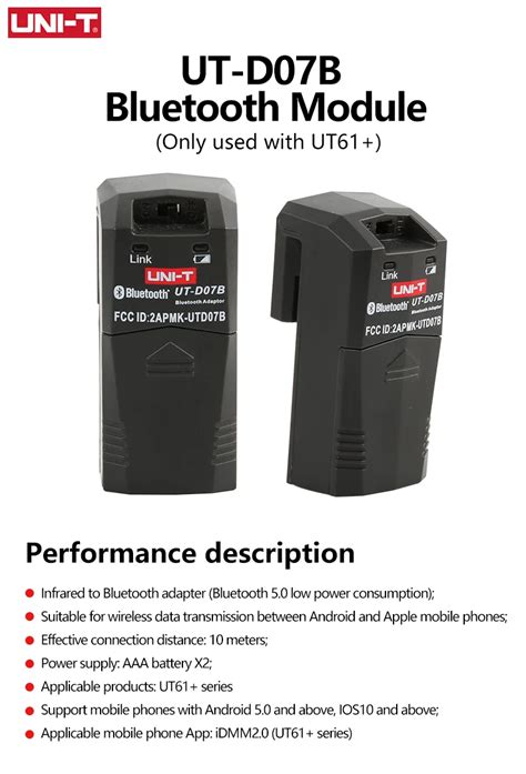 Uni T Ut D07b Bluetooth Adaptor Module Wireless Data Transmission For Ut61 Ut161 Ut171