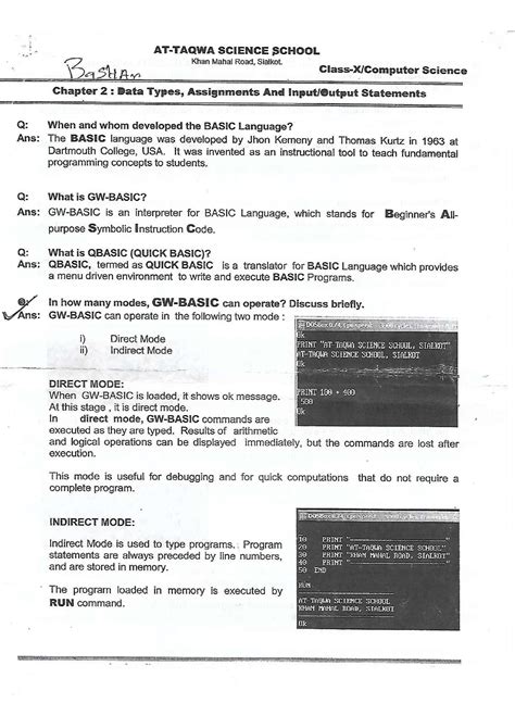 SOLUTION Computer Science Gw Basic And Input Output Devices Long Q A Notes Studypool