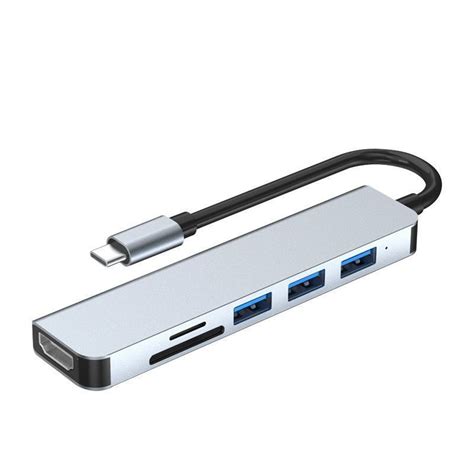 Адаптер переходник 6 в 1 3xusb 3 0 Hdmi Power Delivery Sd и Tf карты