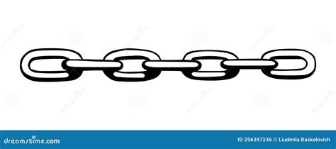 Chain As Symbol Of Unity And Cooperation Sketch Of Metal Chains Stock