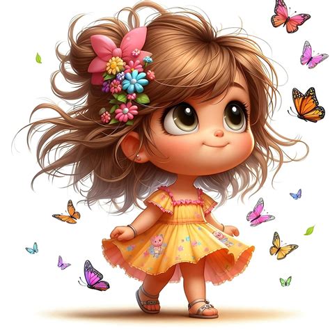15  Quirky Butterfly Girl Clipart Bundle Adorable Cartoon Little
