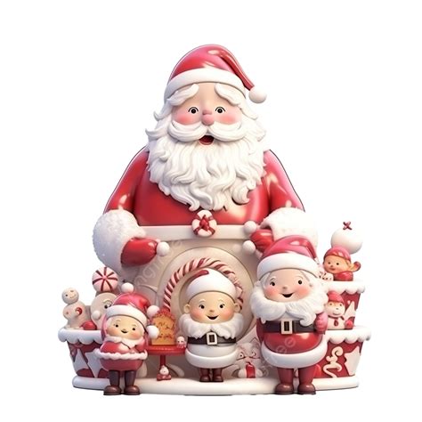 christmas illustration with santa clause and friends 3d rendering