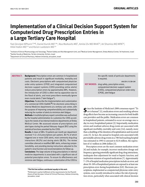 Pdf Implementation Of A Clinical Decision Support System For Computerized Drug Prescription