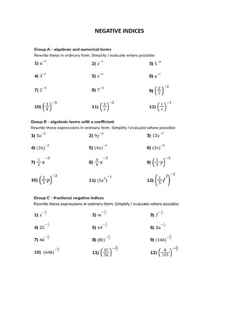 Negative Indices Pdf