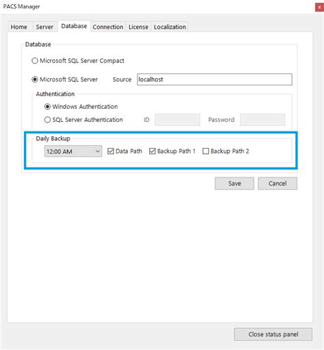 Set Up Database Backup SonicDICOM