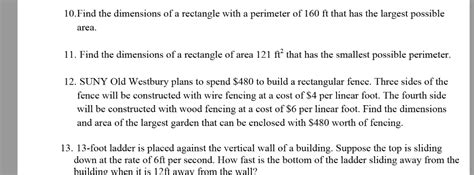 Solved Find The Dimensions Of A Rectangle With A Chegg