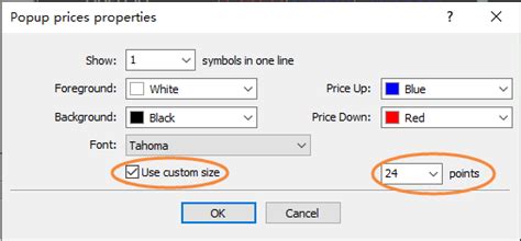How To Set The Font Size In The Pop Up Price Window On Mt5