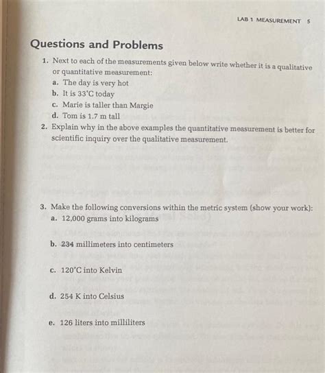 Solved 4 Lab 1 Measurement Data Table Finally Measure The