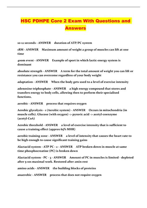 Hsc Pdhpe Core 2 Exam With Questions And Answers Hsc Pdhpe Core 2