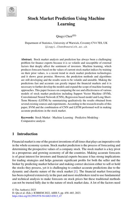 Pdf Stock Market Prediction Using Machine Learning