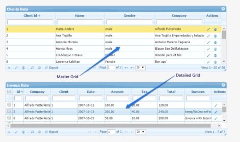 Jqgrid Export To Excel Demo Javascript Download Php Grid Master Detail HD Png Download Kindpng