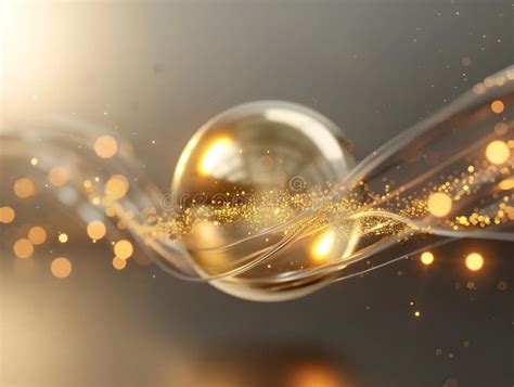 Glowing Golden Sphere Floating In Luminous Particle Trail Stock Illustration Illustration Of