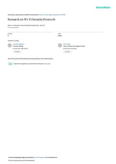 Research On Wi Fi Security Protocols See Discussions Stats And Author Profiles For This