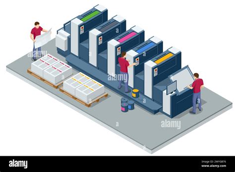 Isometric Offset Printing Machine During Production Printing Presses