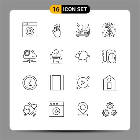 User Interface Pack Of 16 Basic Outlines Of Arrow Setting Presentation Cloud Radio Editable