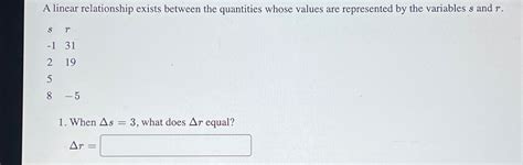 Solved A Linear Relationship Exists Between The Quantities Chegg