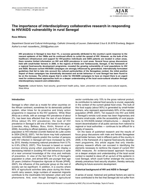 Pdf The Importance Of Interdisciplinary Collaborative Research In Responding To Hiv Aids