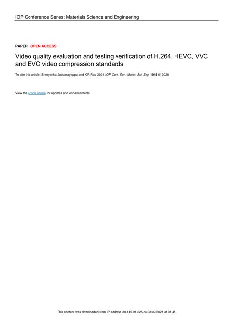 Pdf Video Quality Evaluation And Testing Verification Of H264 Hevc