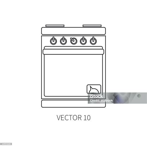 라인 플랫 벡터 주방용품 아이콘 오븐 부엌 가족 스토브 굽다 가정 생활에 대한 스톡 벡터 아트 및 기타 이미지 가정 생활 디자인 벡터 Istock